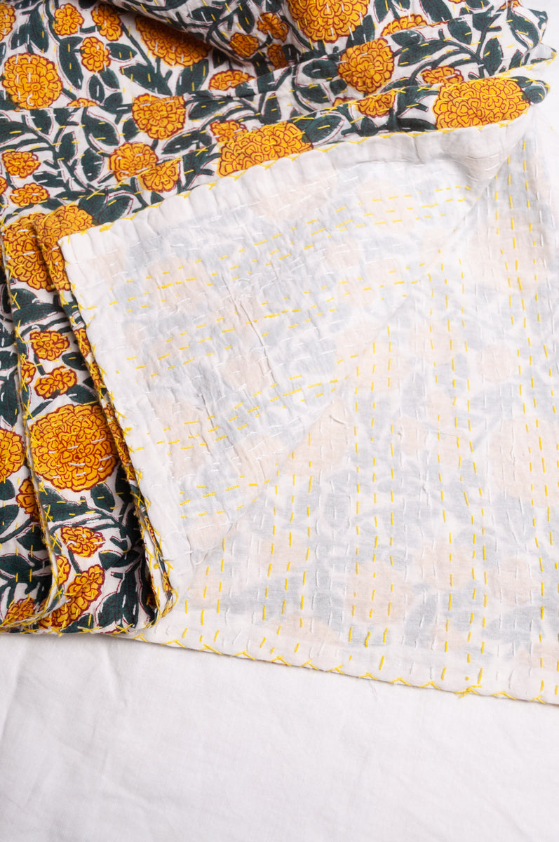 Kantha quilt - Marigold – juniperhearth